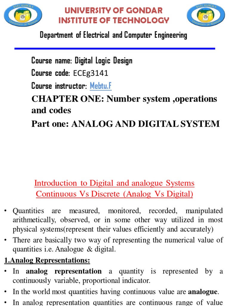 Digital PPT, Chapter1 PDF | PDF | Analogue Electronics | Binary Coded ...