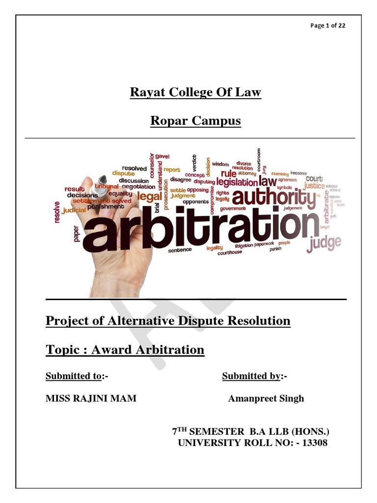 Rayat College of Law Ropar Campus | PDF | Arbitration | Arbitral Tribunal