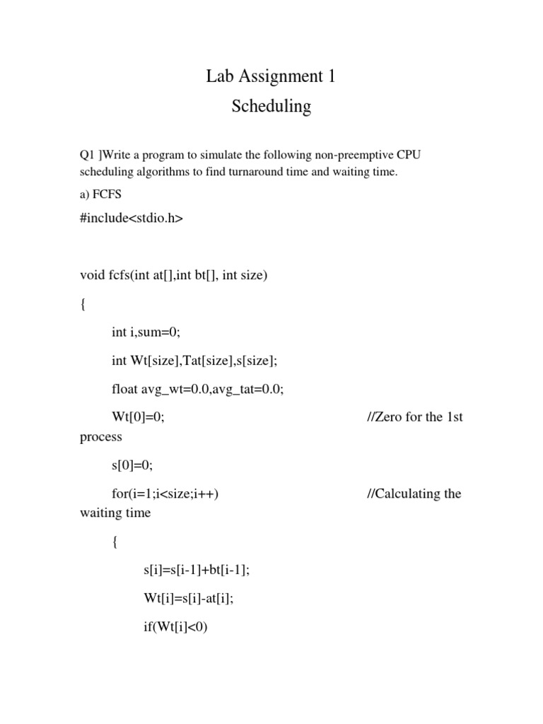 Lab Assignment 1 Scheduling | PDF