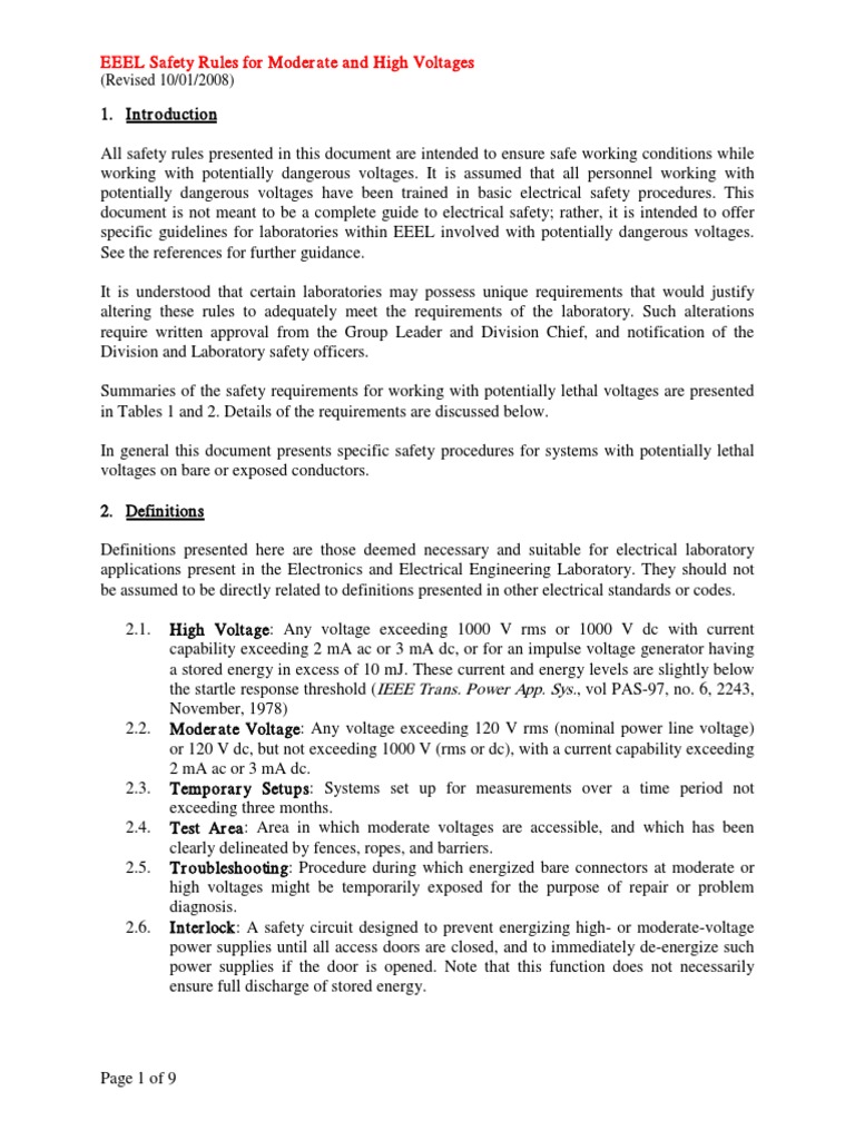 High Voltage Rules Revised | PDF | High Voltage | Power Supply