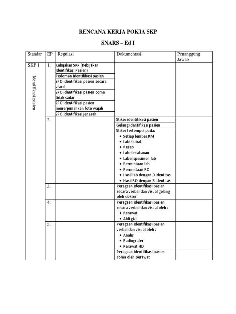 Rencana Kerja Pokja SKP | PDF