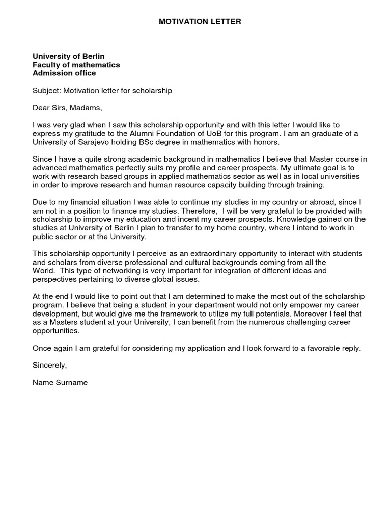 Motivation Letter | PDF