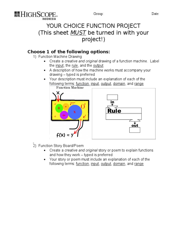 Function Project Math Middle School | PDF | Songs | Function (Mathematics)