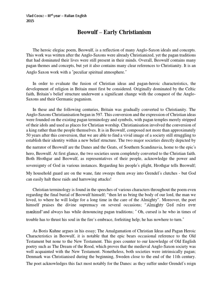 Beowulf: Christian and Pagan Themes | PDF | Beowulf | Anglo Saxons