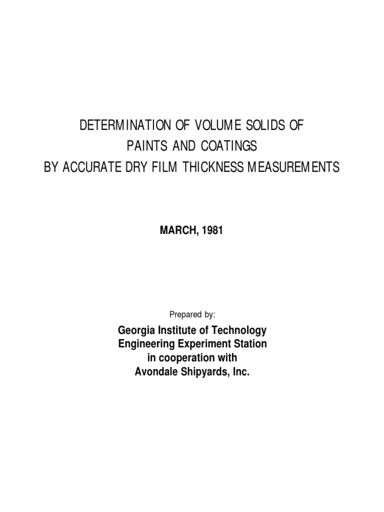 Determination of Volume Solids of Paints and Coatings by Accurate Dry ...