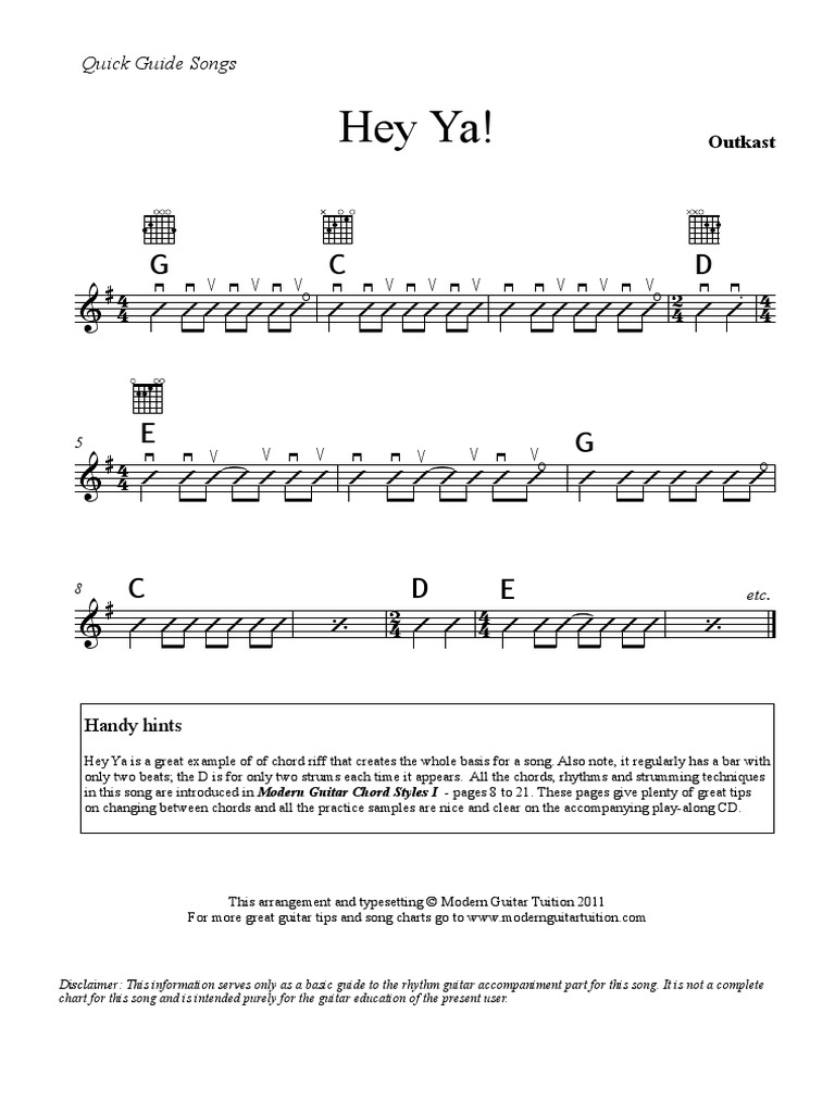 Hey Ya!: Quick Guide Songs | PDF
