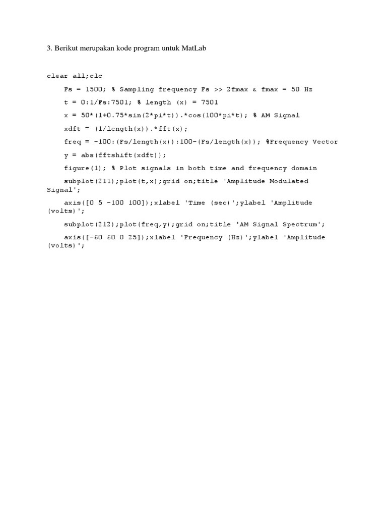 Kode Program MatLab | PDF