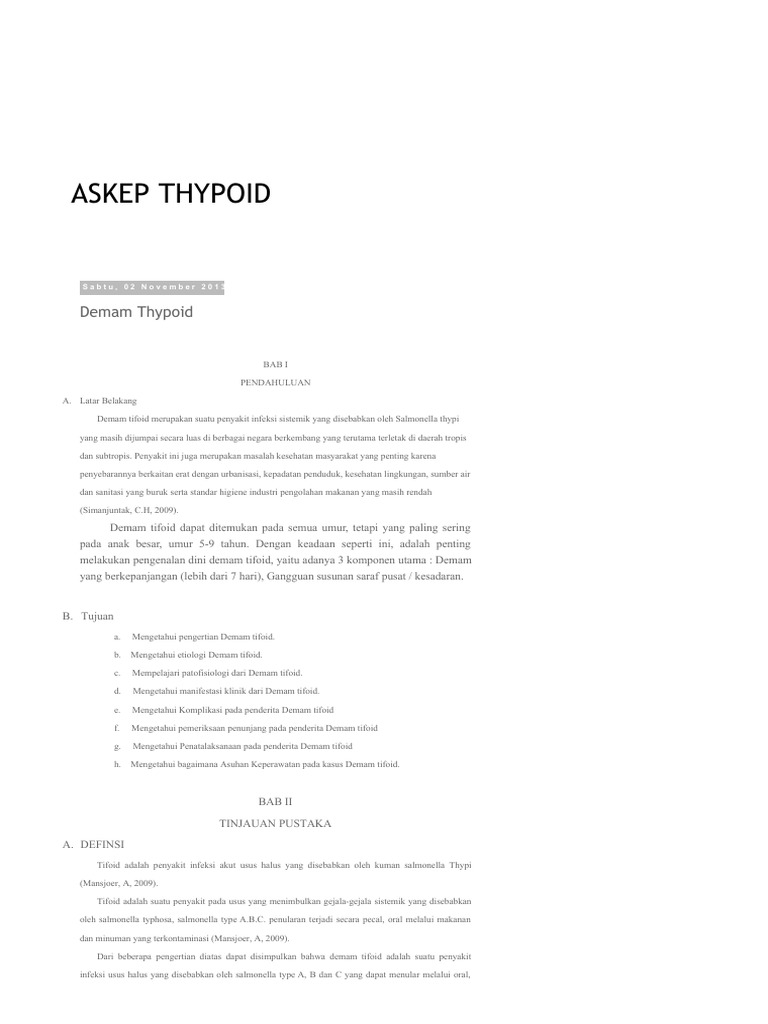 Asuhan Keperawatan Demam Tifoid | PDF