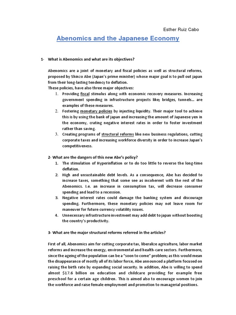 Abenomics and The Japanese Economy: 1-What Is Abenomics and What Are ...