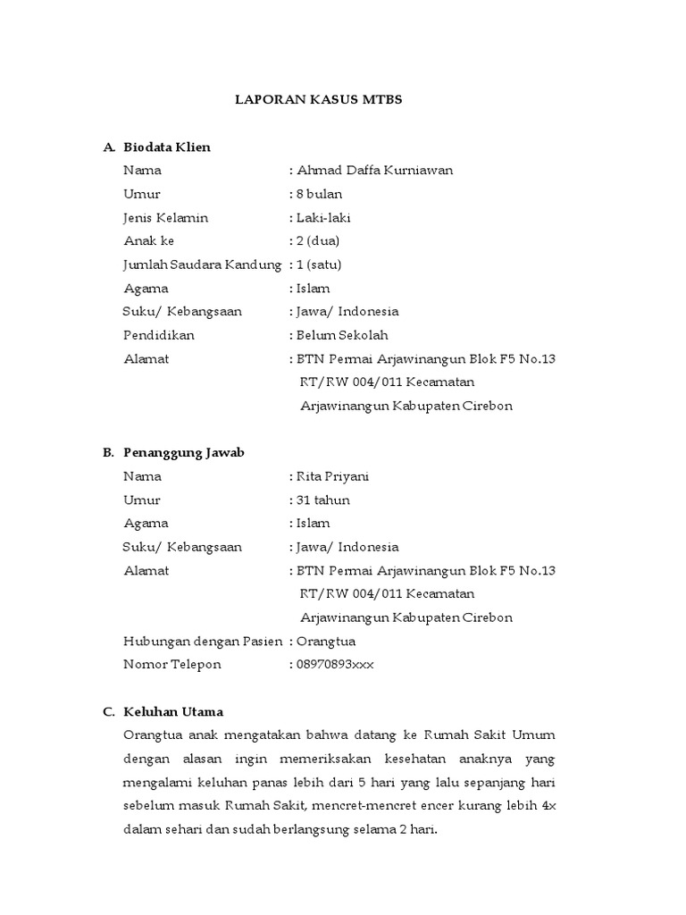 Laporan Kasus MTBS | PDF