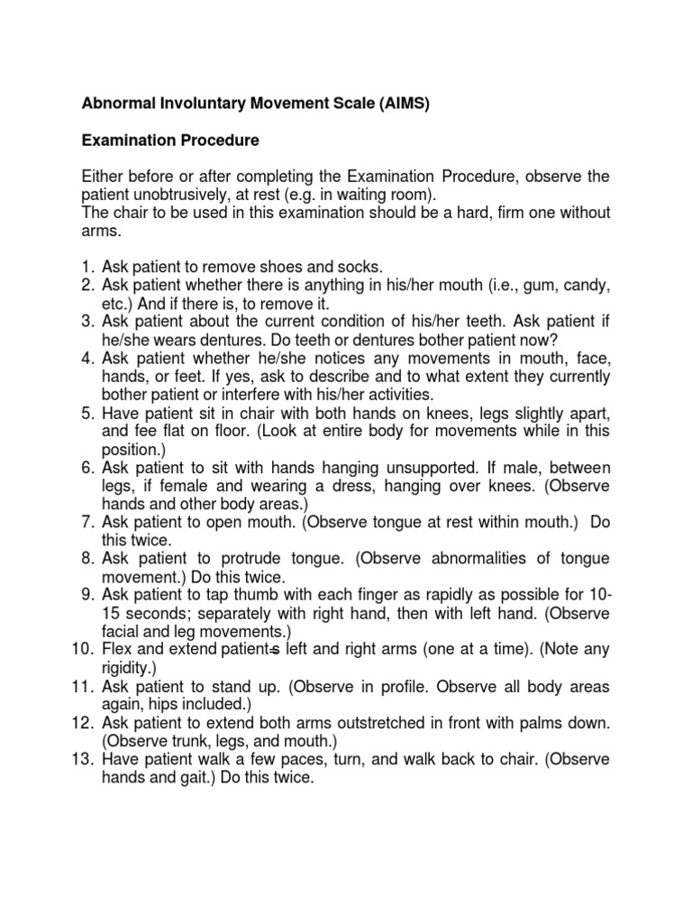 AIMS Examination Procedure Guide | PDF | Hand | Anatomical Terms Of Motion