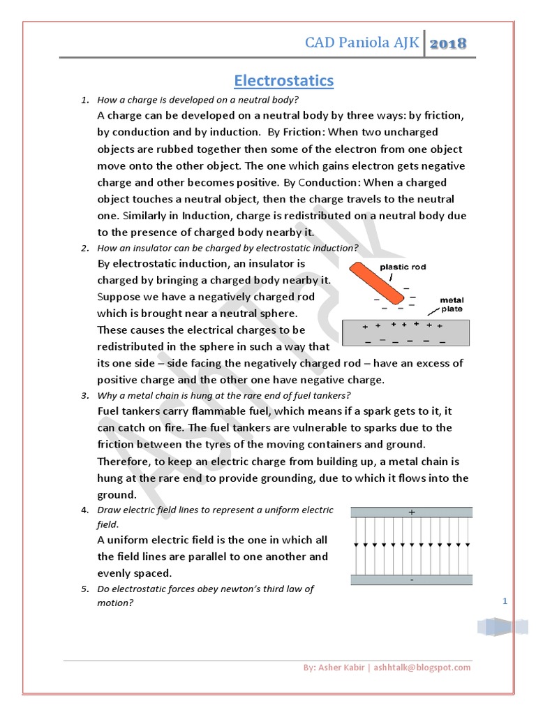 10th Class Physics Notes Chapter 13 Ajk | PDF | Electrostatics | Capacitor