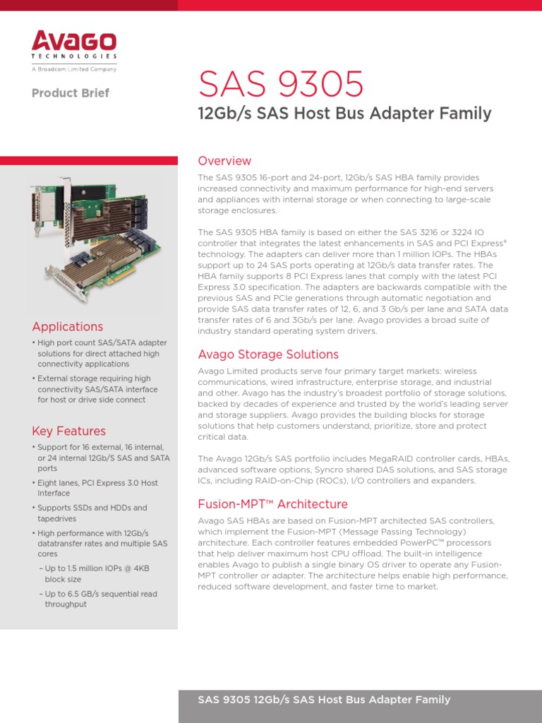 12Gb/s SAS Host Bus Adapter Family: Product Brief | PDF | Data ...