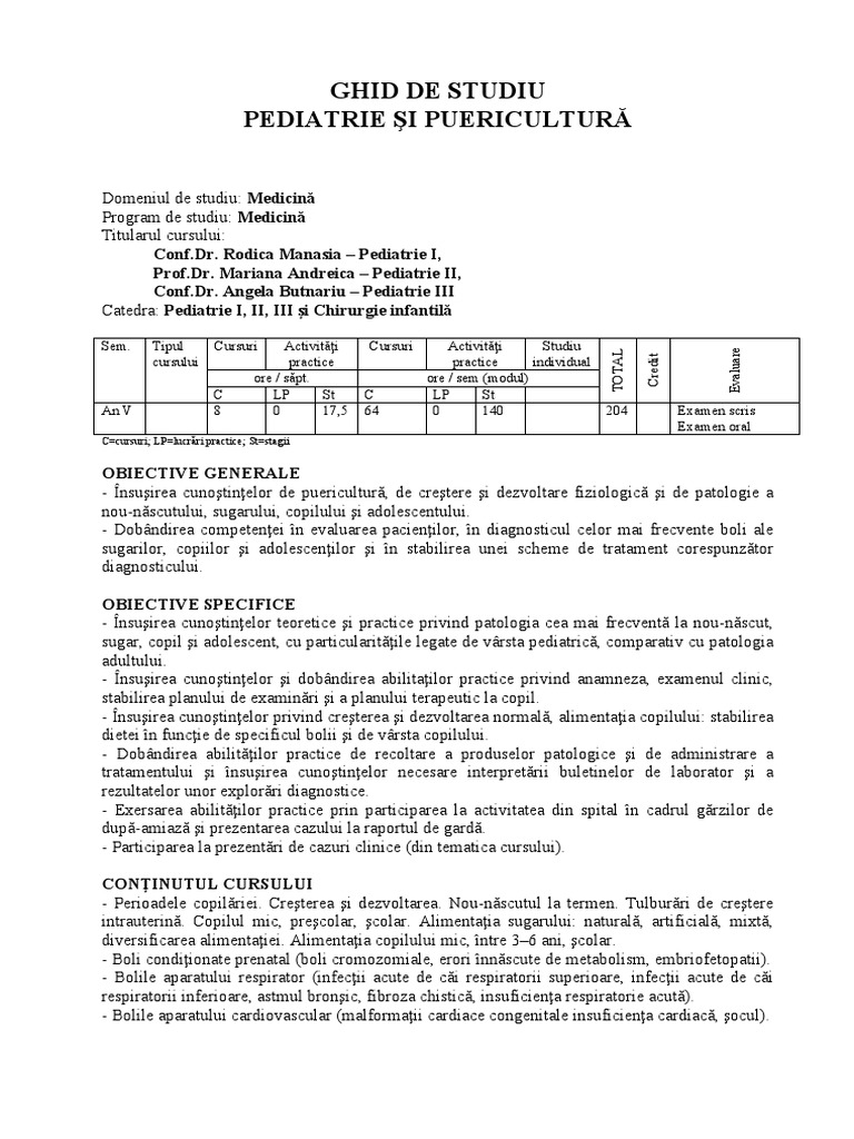 Pediatrie Si Puericultura PDF | PDF