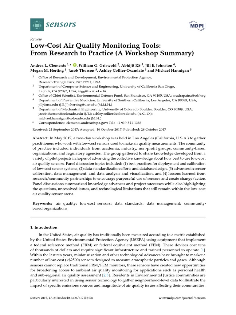 Sensors: Low-Cost Air Quality Monitoring Tools: From Research To ...