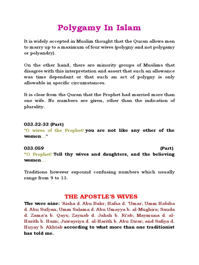 Polygamy in Islam | PDF | Muhammad | Quran