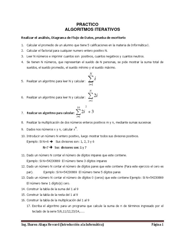 Ejercicios de Algoritmos Iterativos | PDF | Algoritmos | Entero