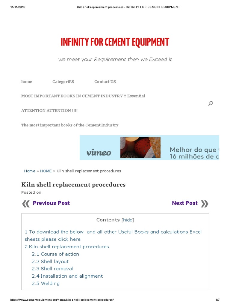 Kiln Shell Replacement Procedures | PDF | Welding | Construction