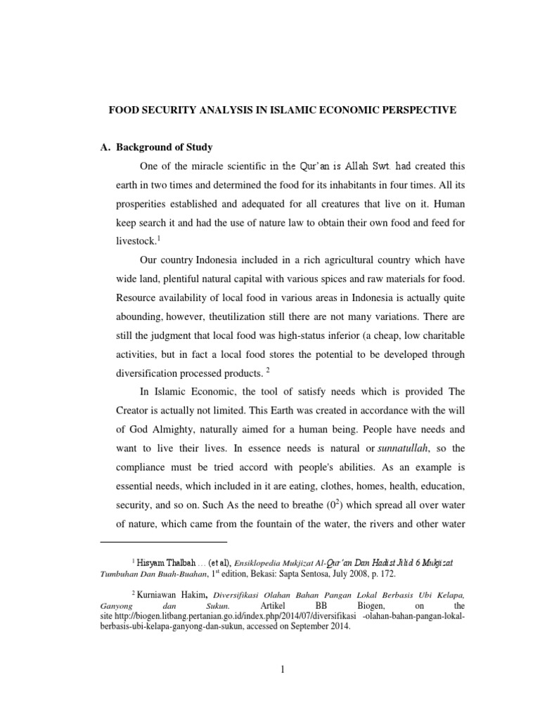 Food Security Analysis in Islamic Economic Perspective | PDF | Food ...