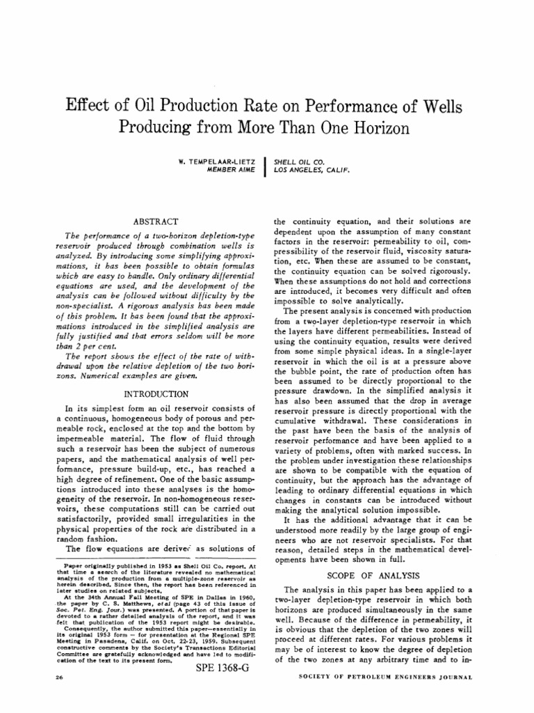 Effect of Oil Production Rate On Performance of Wells Producing From ...