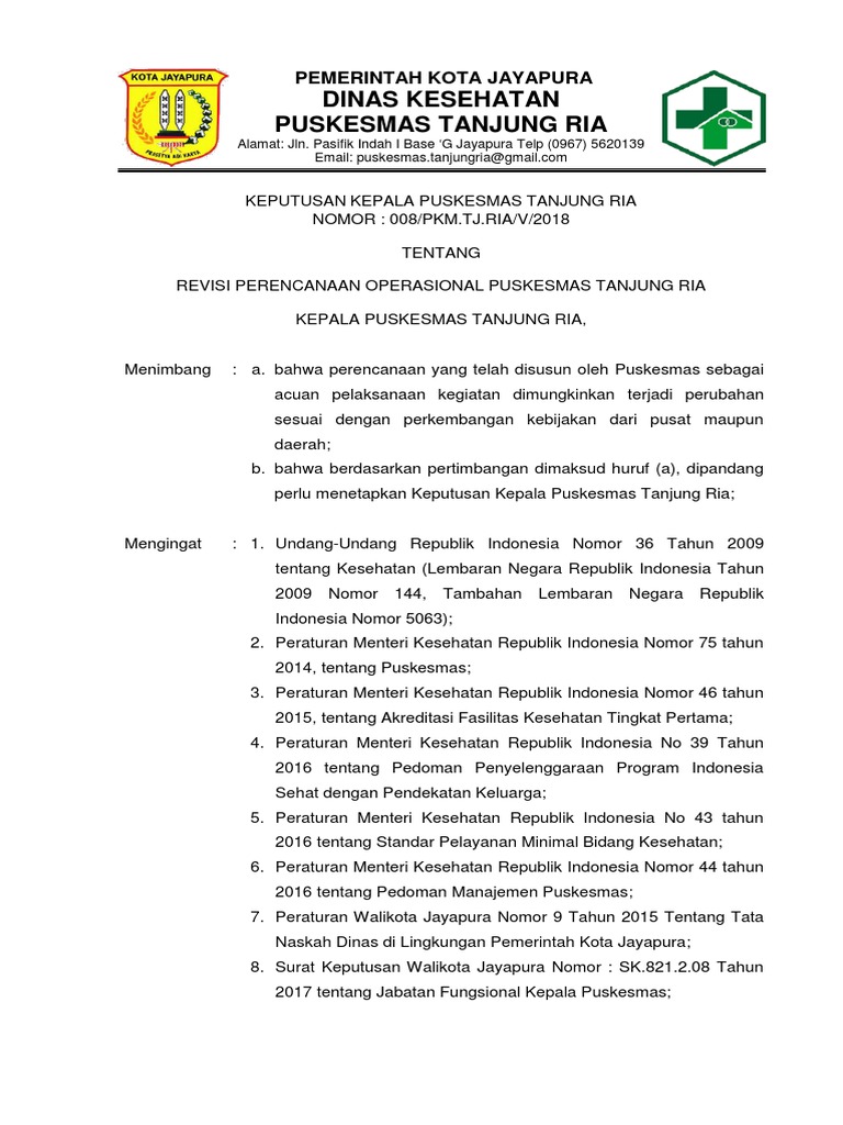 1.1.5.4. SK Revisi Perencanaan Operasional | PDF | Pengembangan Diri