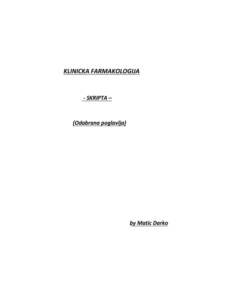 Klinicka Farmakologija Skripta PDF | PDF
