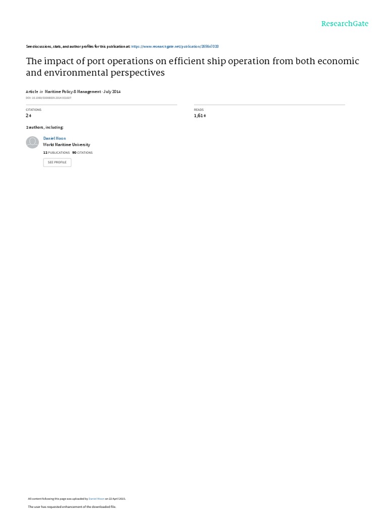 Port Operations and Ship Efficiency Analysis | PDF | Efficient Energy ...
