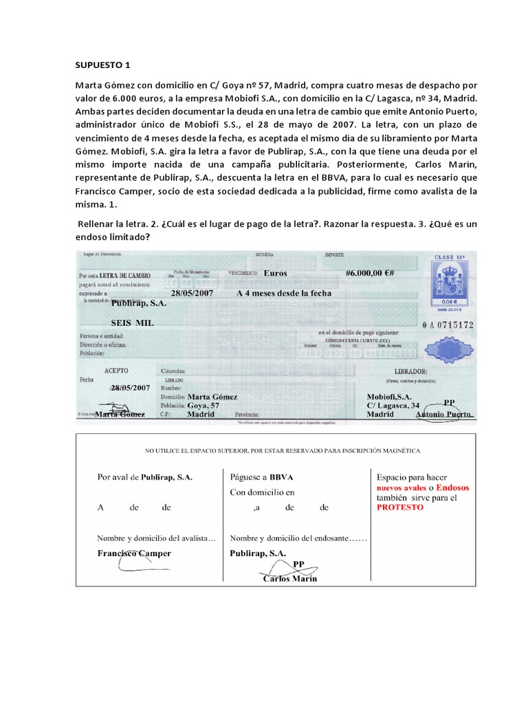 Cómo Se Llena Una Letra De Cambio Pdf Finanzas Y Dinero Derecho