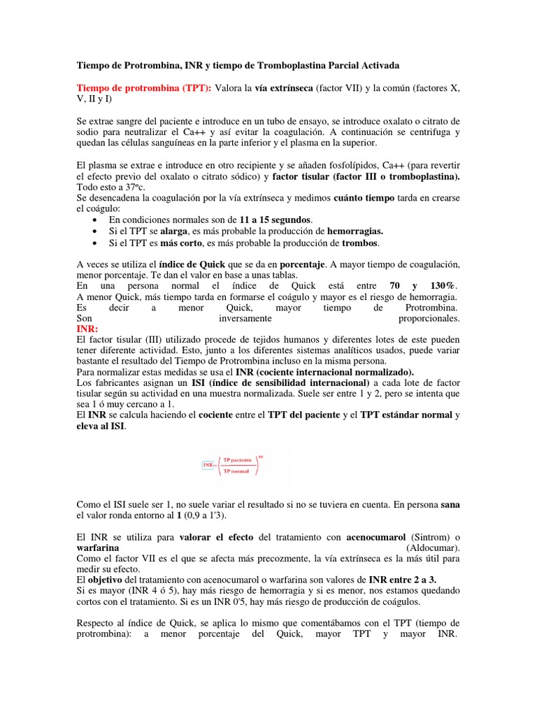 Tiempo de Protrombina | PDF | Coagulación | Hematología