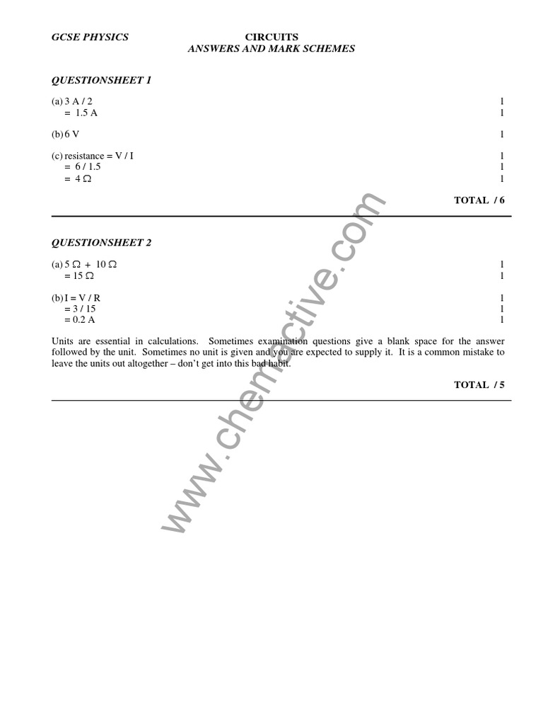 GCSE Physcis Worksheets | PDF | Series And Parallel Circuits ...