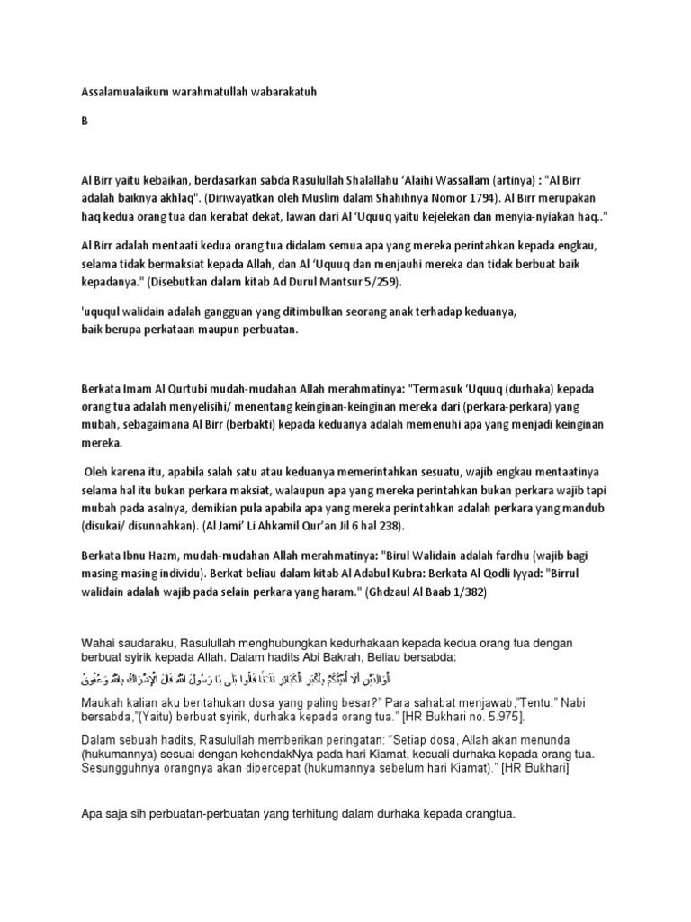 Al Birr Al Walidain | PDF