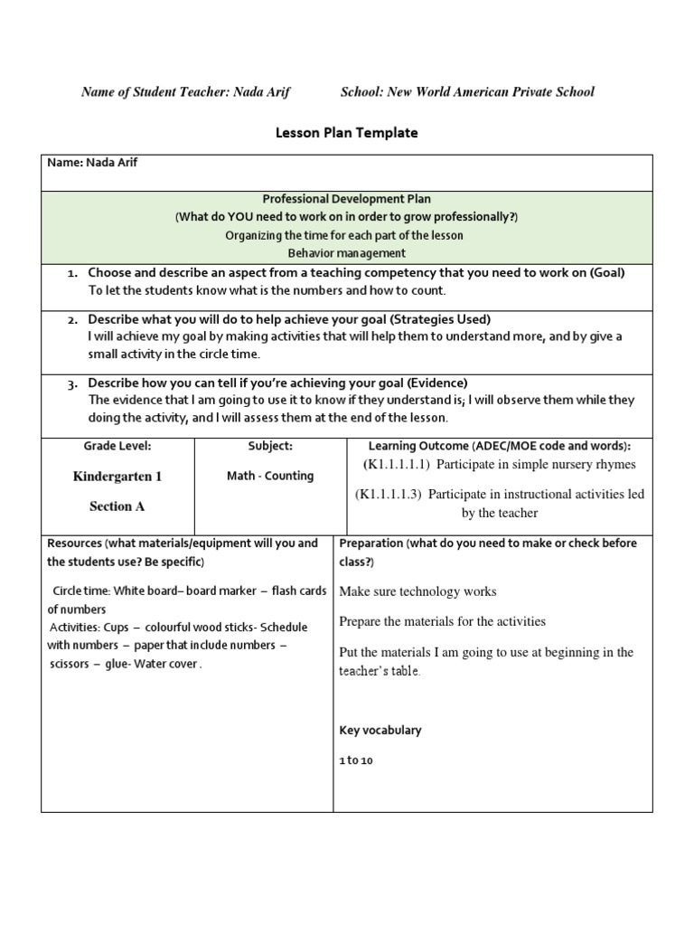 Lesson Plan 9 | PDF | Behaviorism | Lesson Plan