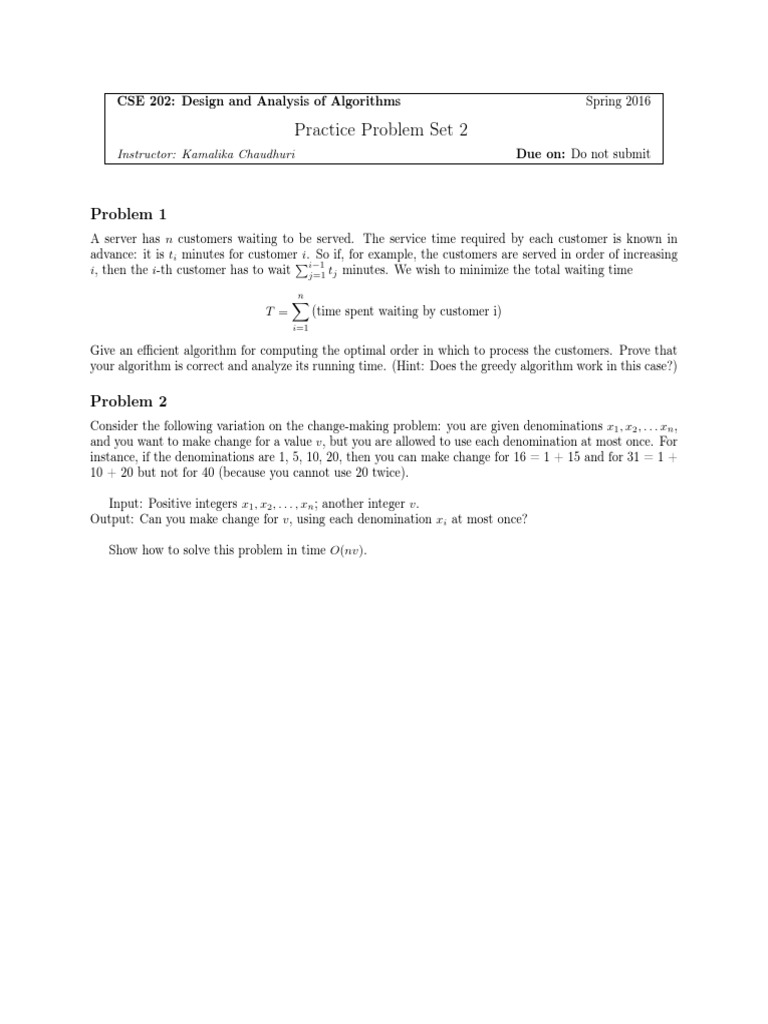 Practice Problem Set 2 | PDF