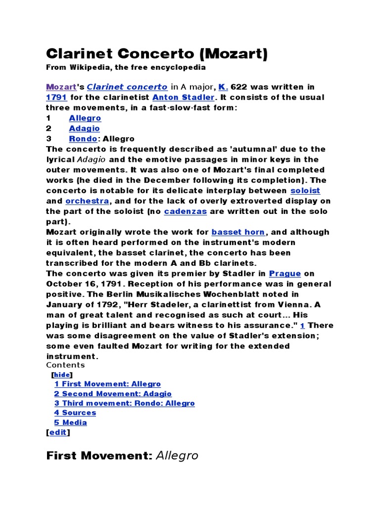 Analisi Concerto Mozart | PDF | Orchestras | Musical Instruments