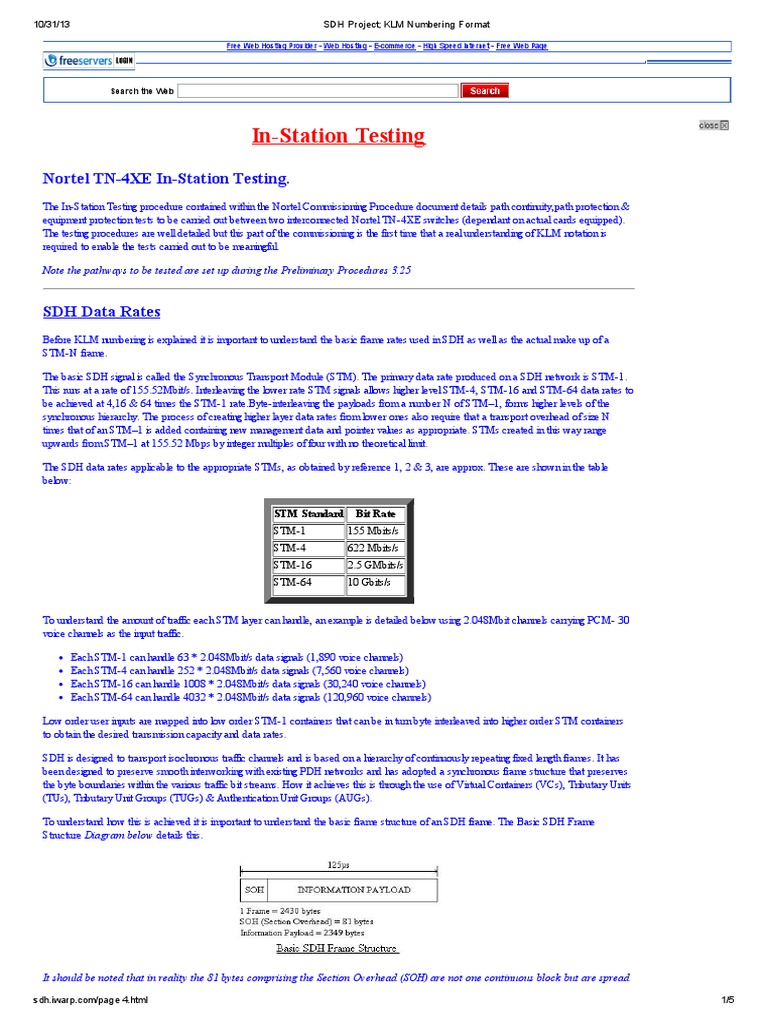 (K L M) Numbering Format in SDH | PDF | Bit Rate | Computer Data