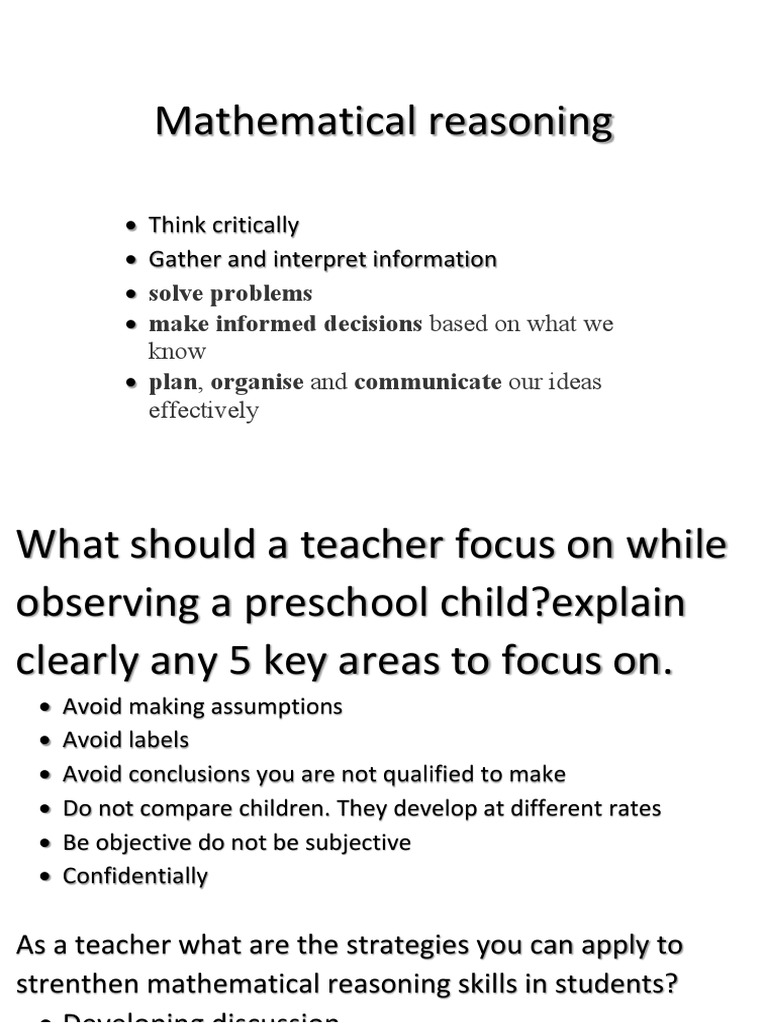 Enhancing Preschool Math Reasoning Skills | PDF | Career & Growth ...
