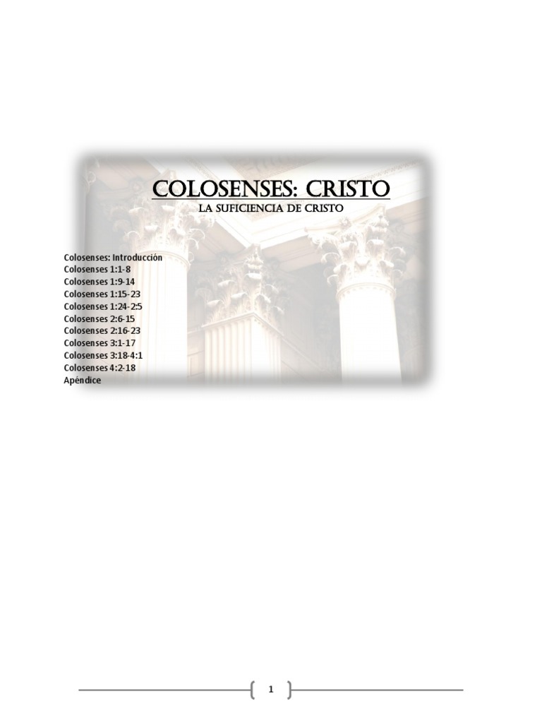 Colosenses La Suficiencia de Cristo 1 PDF | PDF | Cristo (título) | Epístola a los efesios
