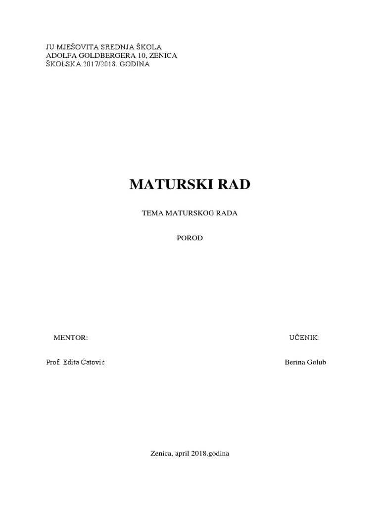 Maturski Rad Porod | PDF
