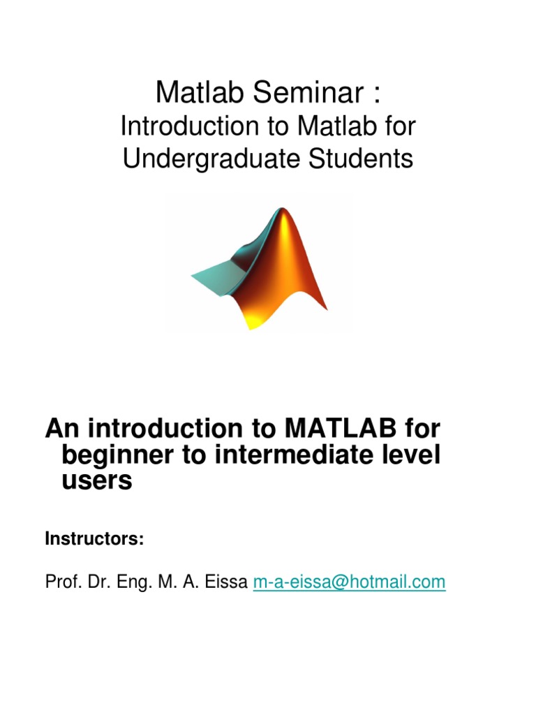 1MATLAB Seminar Eissa | PDF | Matlab | Matrix (Mathematics)