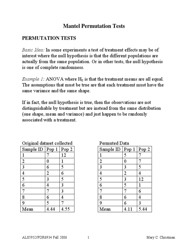 Mantel Tests | PDF | Correlation And Dependence | Resampling (Statistics)