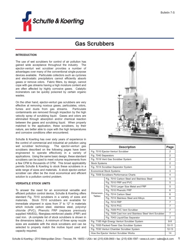 7S Ejector Venturi Scrubbers Brochure | PDF | Gases | Chemistry