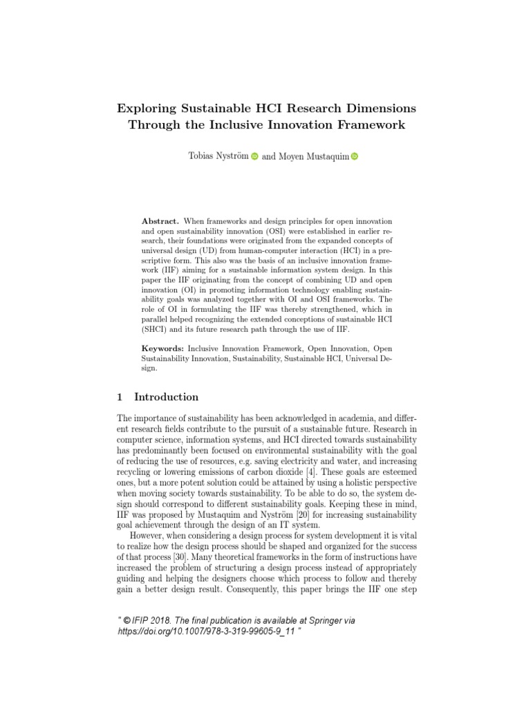 Exploring Sustainable HCI Research Dimensions Through The Inclusive ...