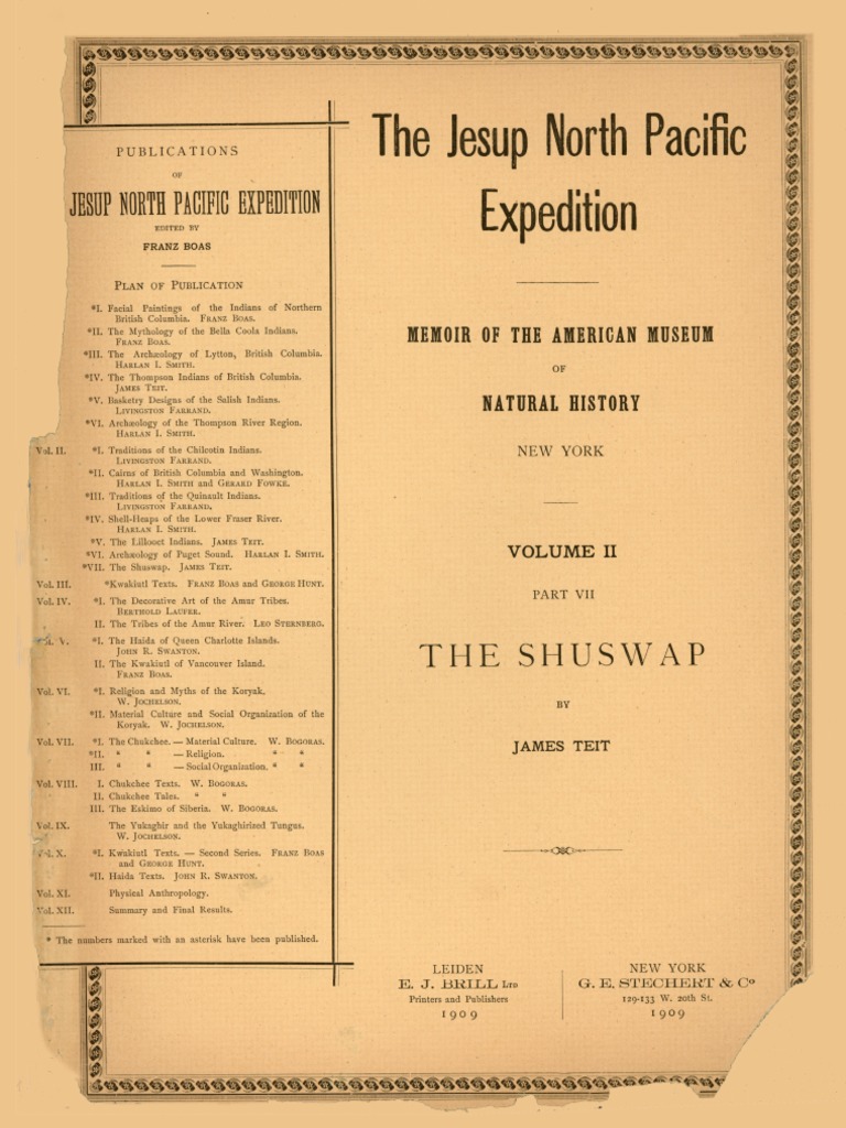 1909 Jessup North Pacific Expedition - James Teit The Shuswap 380p | PDF