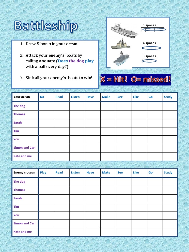 Present Simple Battleship | PDF