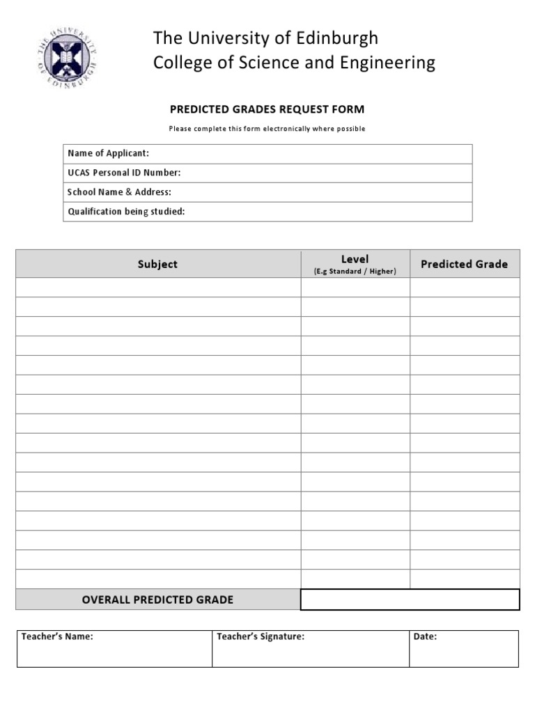 Predicted Grades Request Form Jan 2016 | PDF