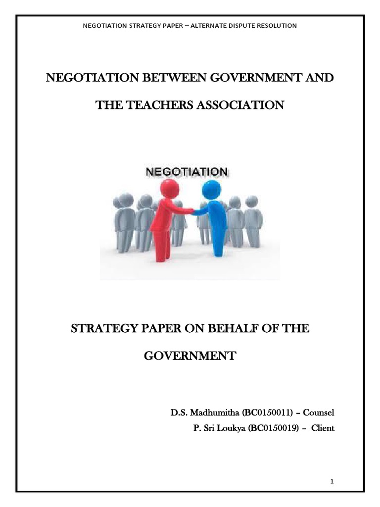 Negotiation Between Government and The Teachers Association ...