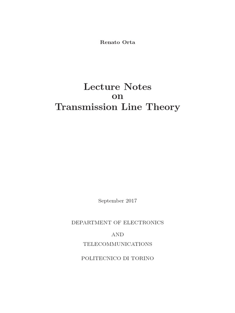 Transmission Lines Lecture Notes Sept 2017 | PDF | Transmission Line ...