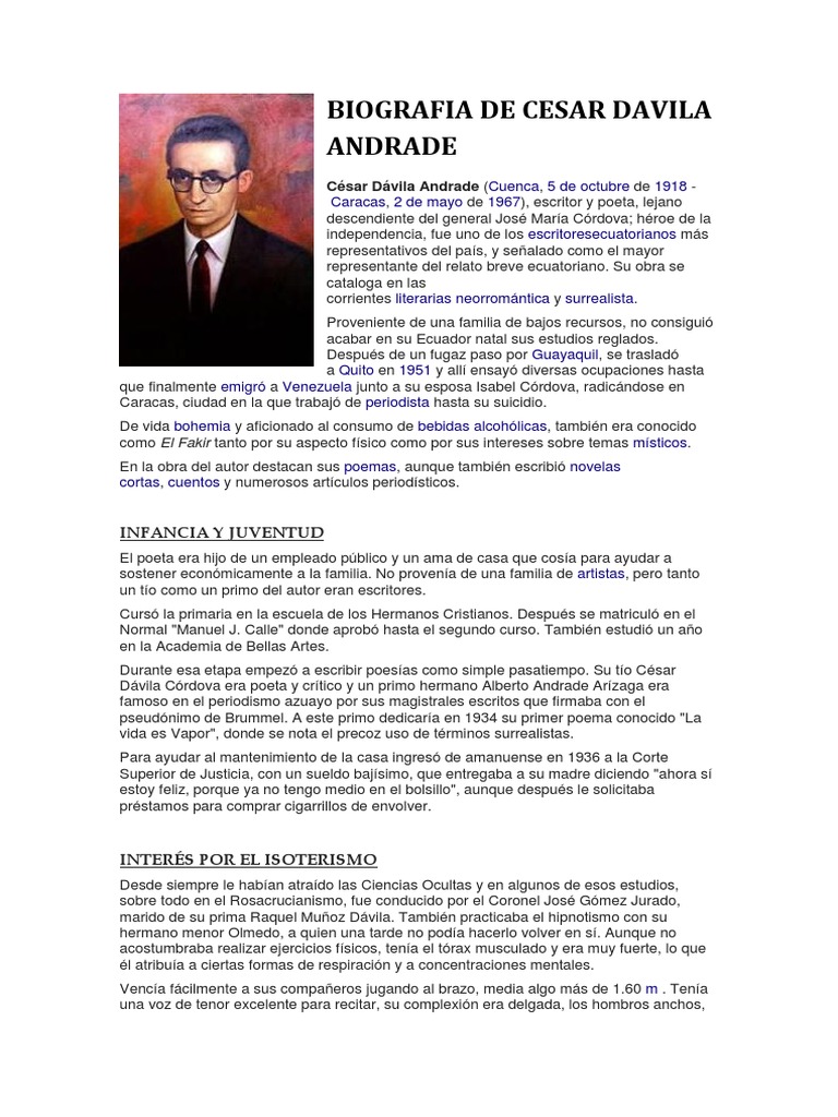 Biografia de Cesar Davila Andrade | PDF