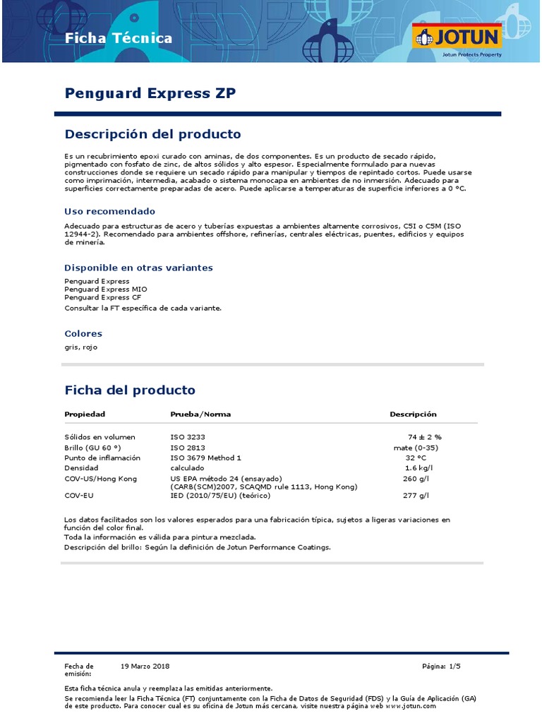 TDS 2920 Penguard Express ZP Esp ES | PDF | Acero | Epoxy