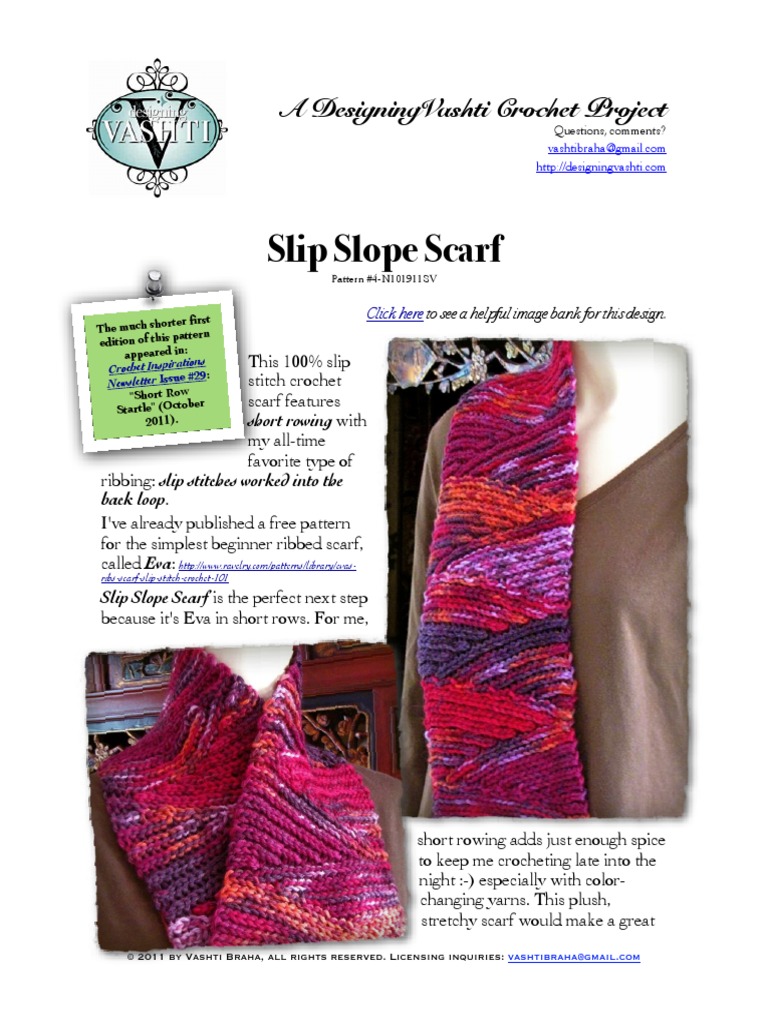 Slip Slope Scarf: A Designingvashti Crochet Project | PDF | Crochet | Yarn